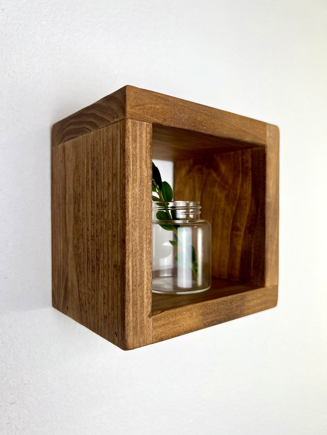 Small Floating Cube Shelf | Quality Wood Shelf | Hanging Plant Display ...