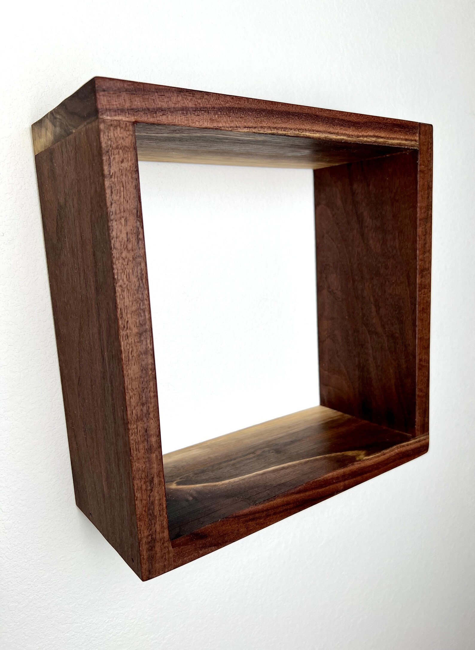 Solid Wood Cube Floating Shelf | Walnut | Oak | Cherry | Maple ...