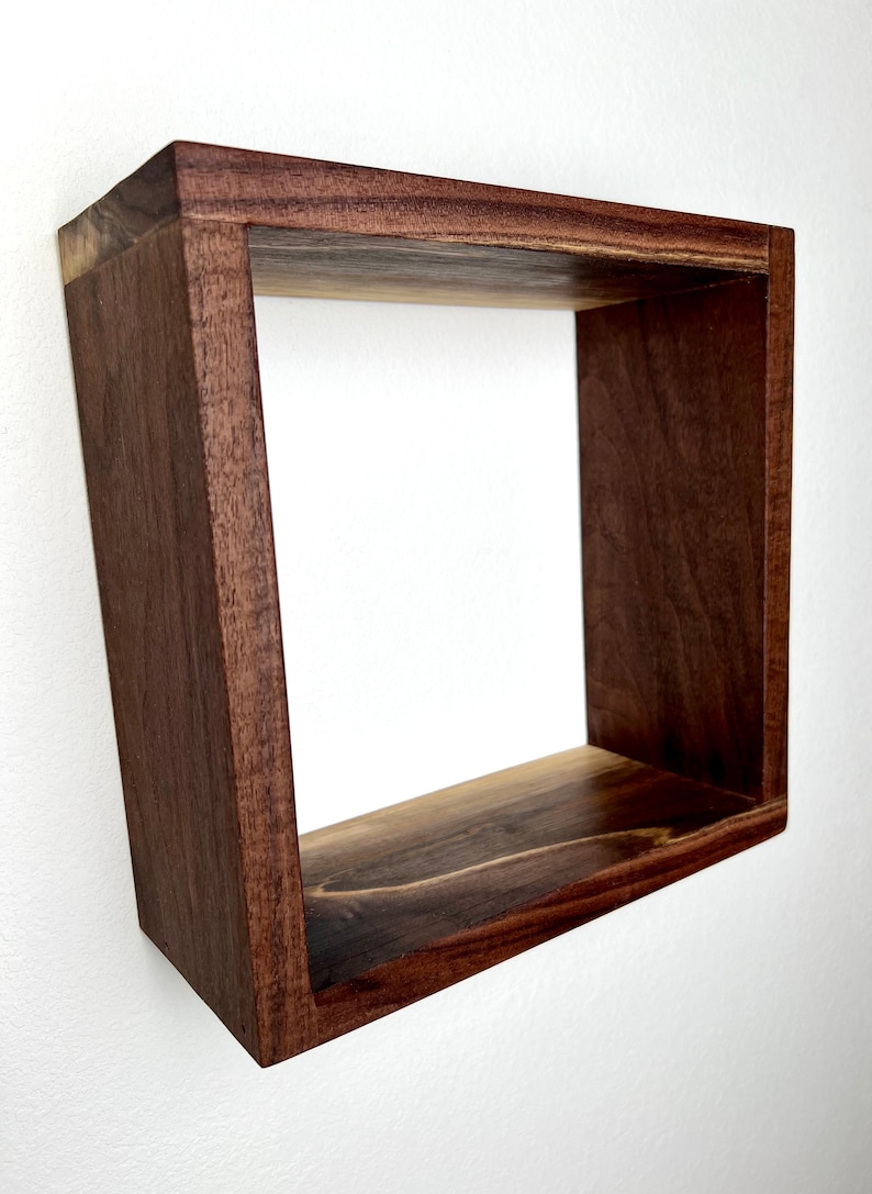 Solid Wood Cube Floating Shelf | Walnut | Oak | Cherry | Maple ...