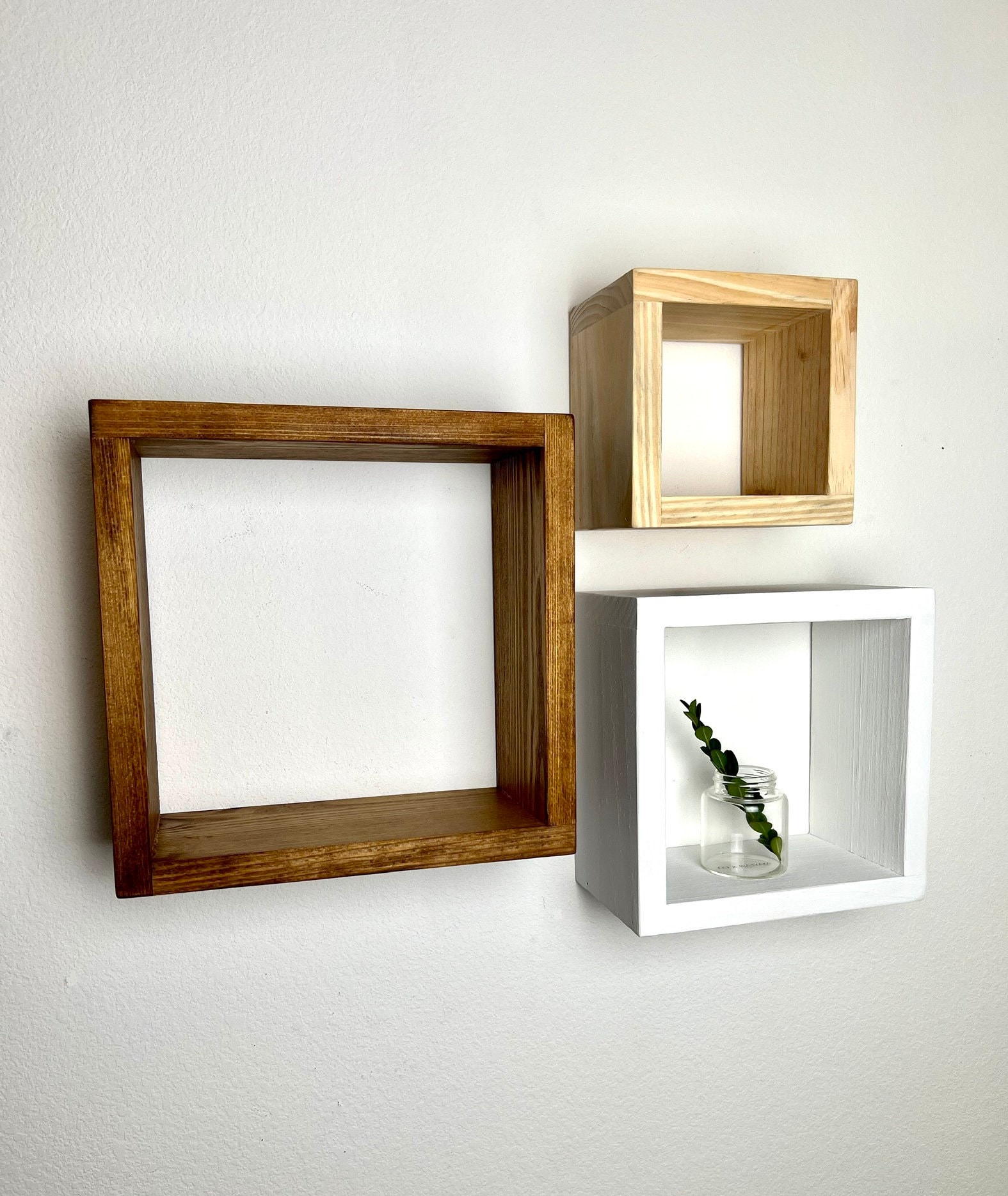 Set of 3 Floating Cube Shelves Quality Wood Shelving - Etsy Australia