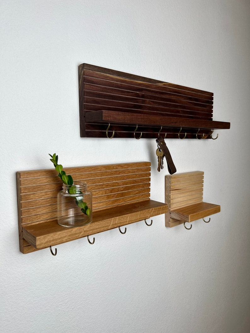 Solid Wood Entryway Organizer | Key Holder | Walnut | Cherry | Oak ...
