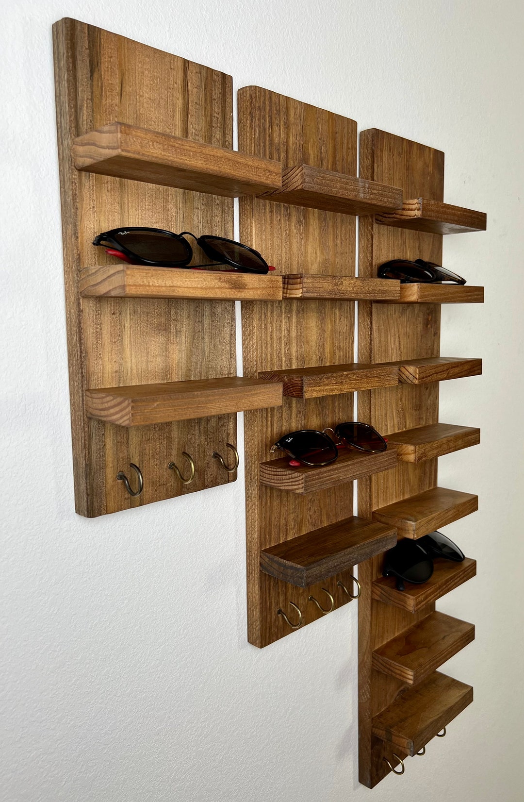 Floating Sunglasses Shelf With Key Hooks | Entryway Organization | Key ...