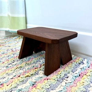 Small Walnut Wooden Stool Step Stool Foot Stool Plant Stand Bathroom ...
