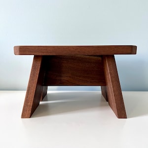 Small Walnut Wooden Stool Step Stool Foot Stool Plant Stand Bathroom ...