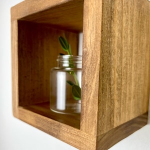 Small Floating Cube Shelf | Quality Wood Shelf | Hanging Plant Display ...