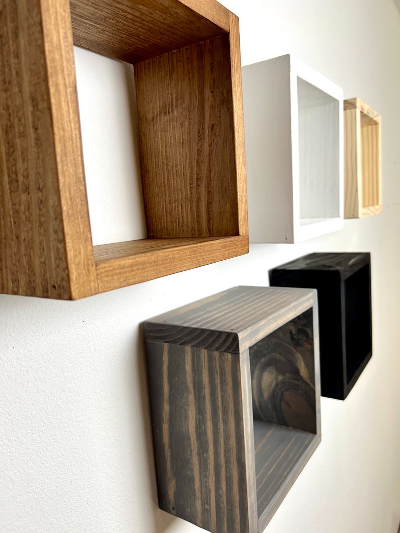 Floating Cube Shelf Medium Quality Wood Shelf Hanging - Etsy