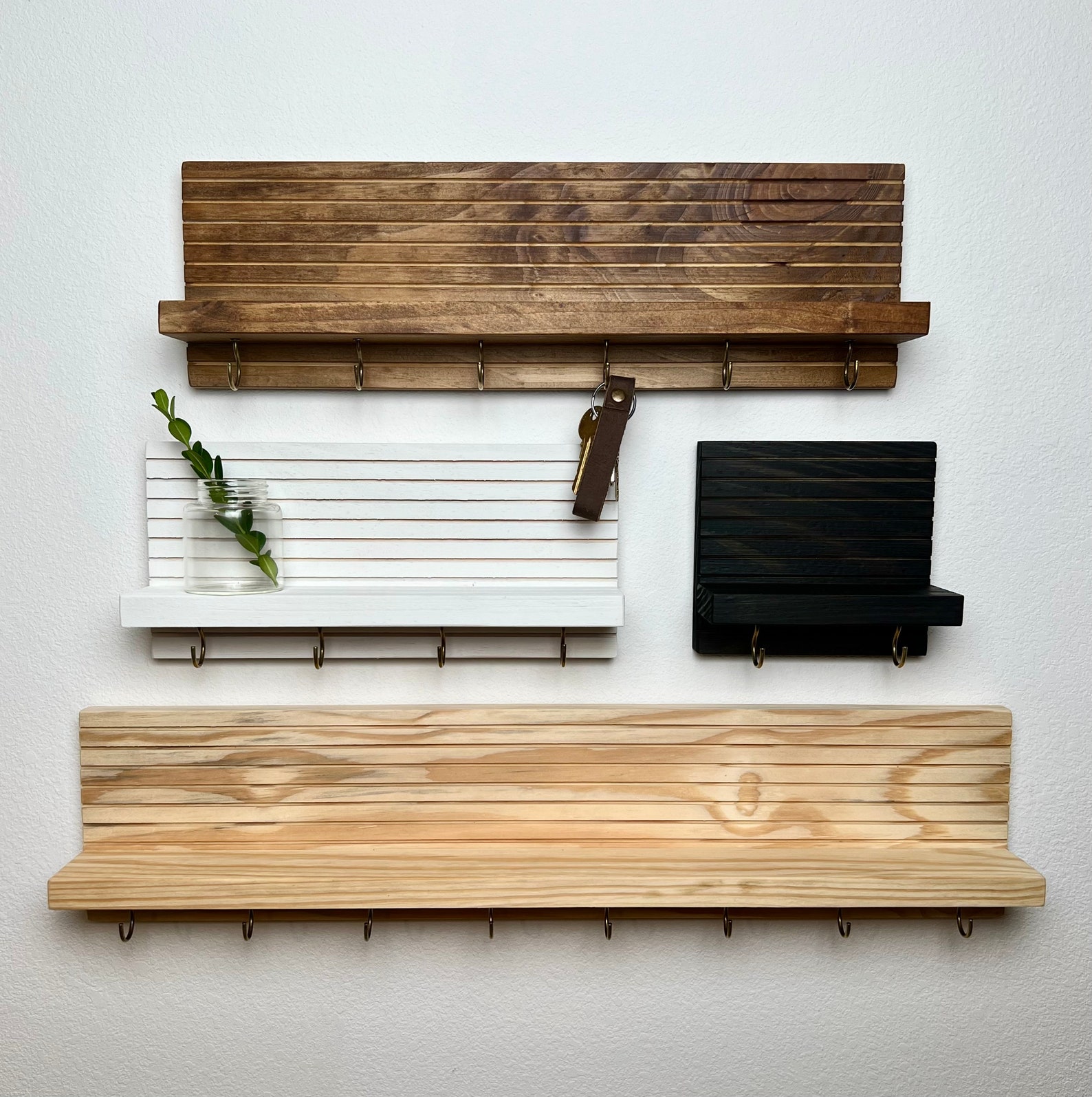 Entryway Organizer Key Holder Quality Wood Shelf - Etsy