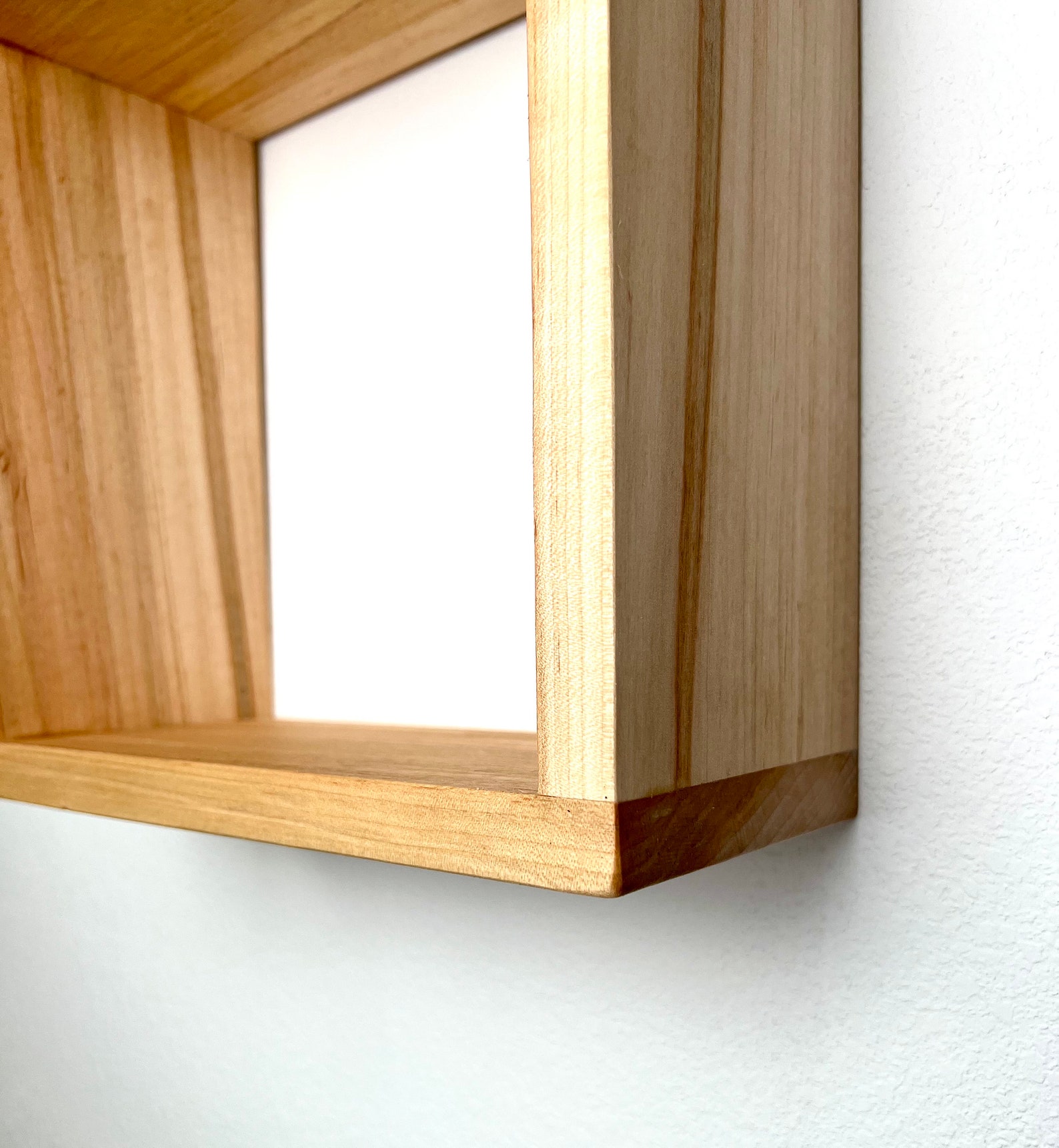 Solid Wood Cube Floating Shelf | Walnut | Oak | Cherry | Maple ...