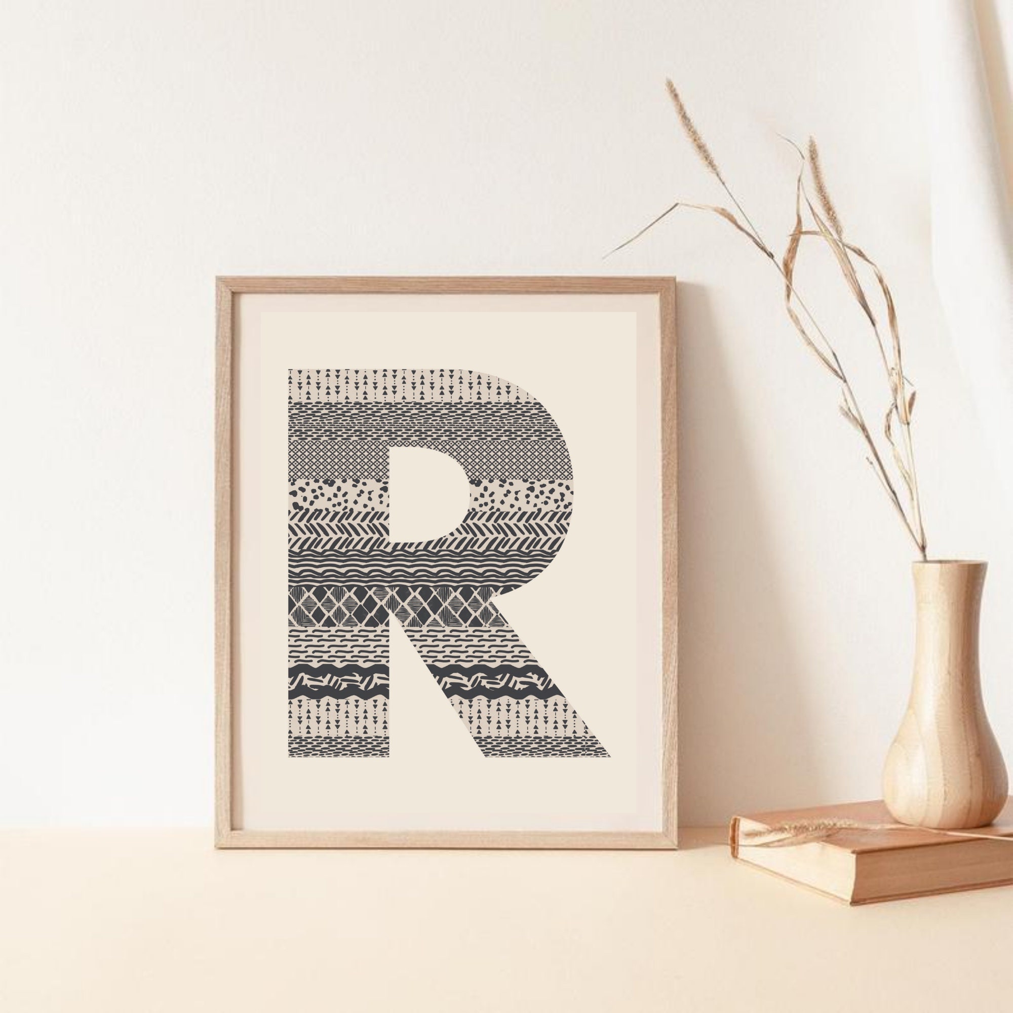 R Letter Bohemian Printable Baby Name Letters Wall Initials | Etsy