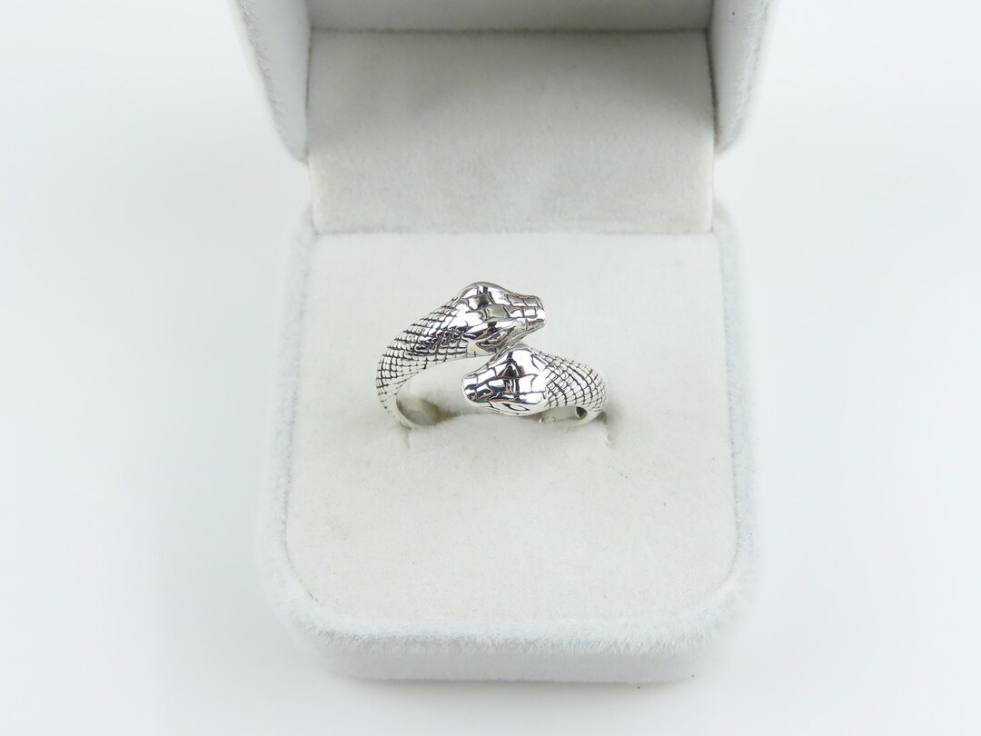 Sterling Silver, Double Snake Head Ring - Etsy