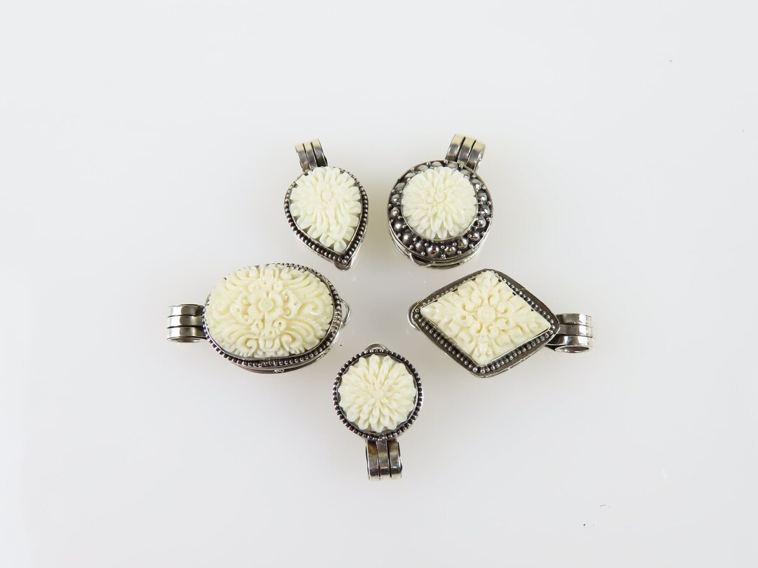 Sterling Silver, Carved Bone, Mixed Shape, Locket Pendants, Wholesale ...