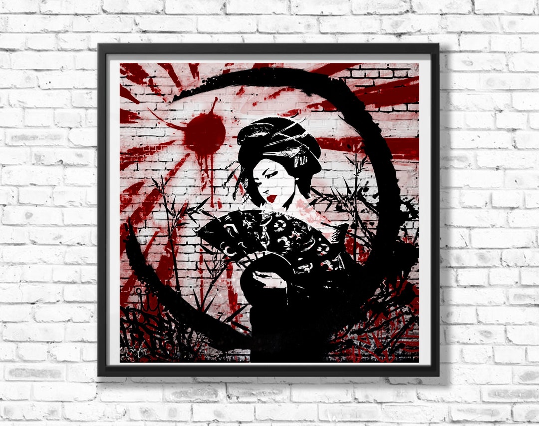 Graffiti Geisha Portrait Digital Print Japanese Wall Art - Etsy