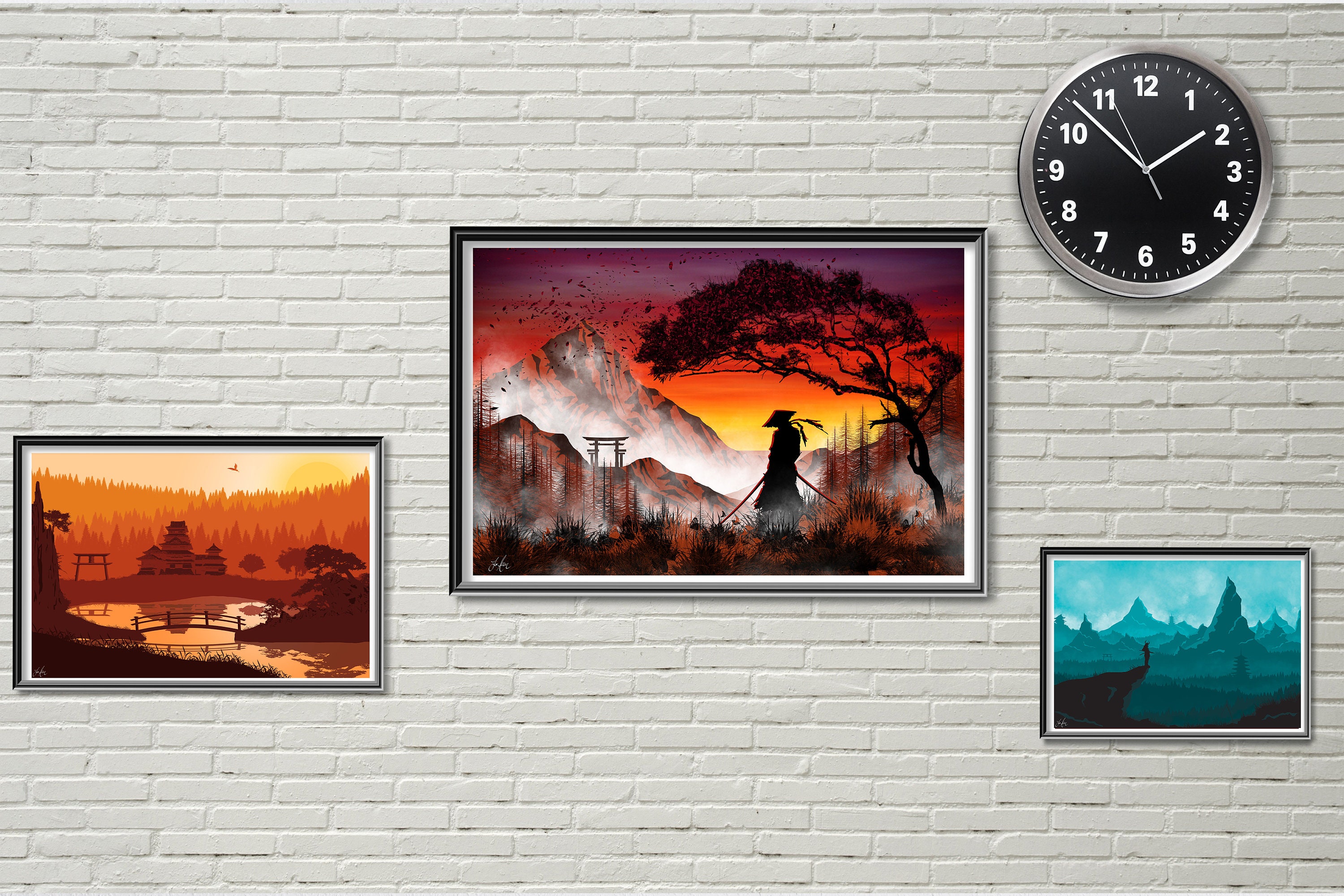 Samurai Sunset: Landscape Art Print for Home Decor Japanese Samurai ...