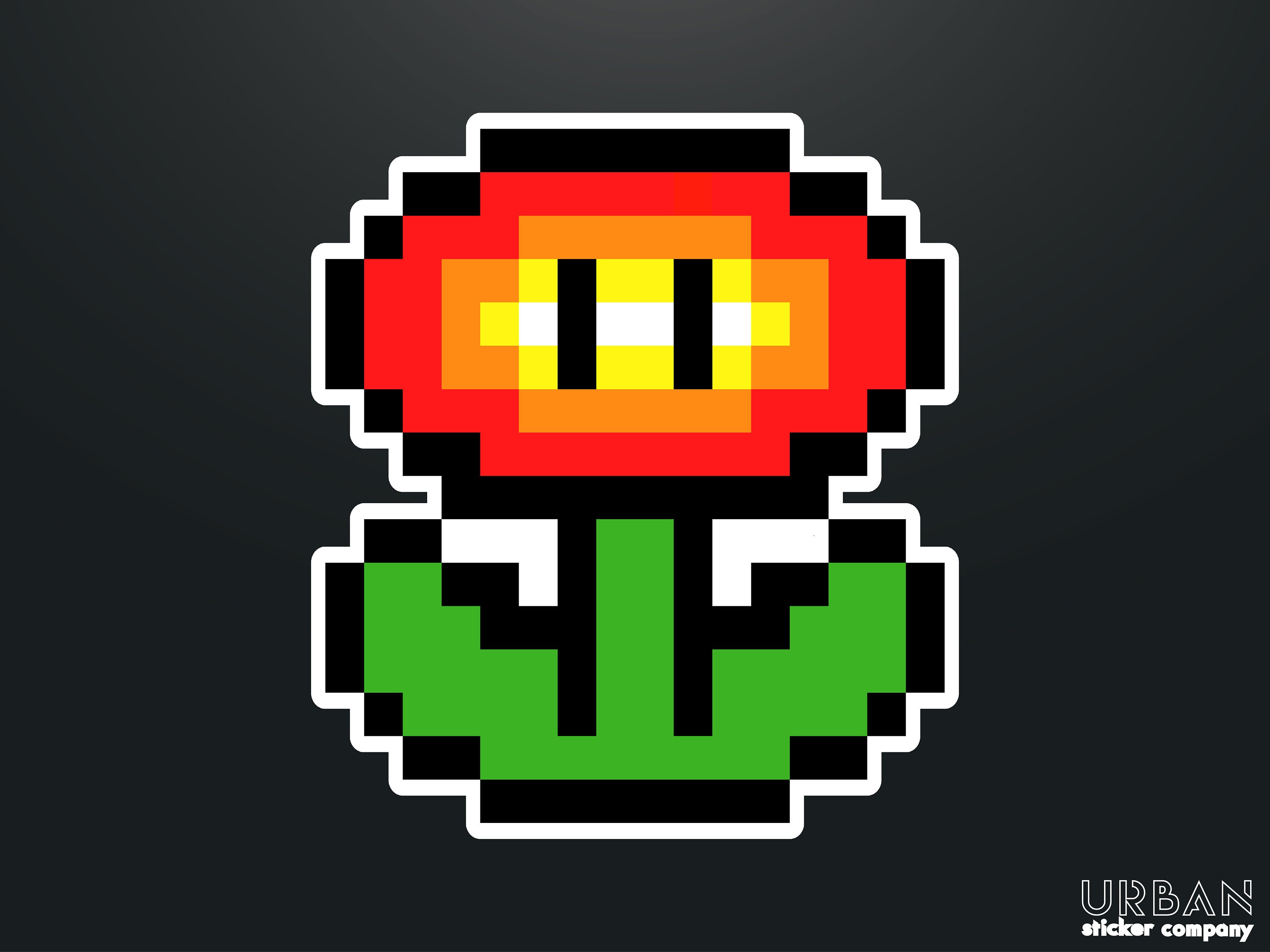 8 Bit Mario Fire Flower Waterproof Sticker | Etsy