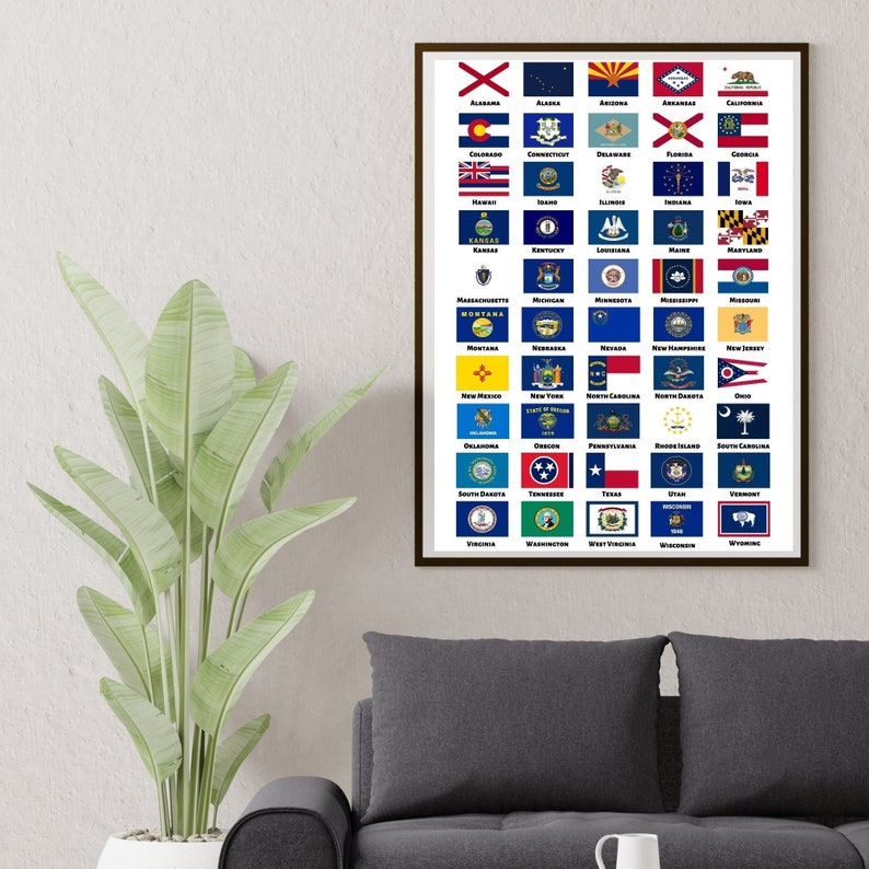Printable USA Capital and States Flags Collection 50 US State - Etsy