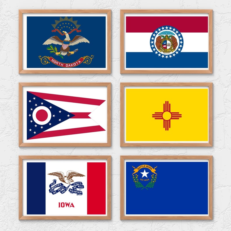 Printable USA Capital and States Flags Collection 50 US State - Etsy