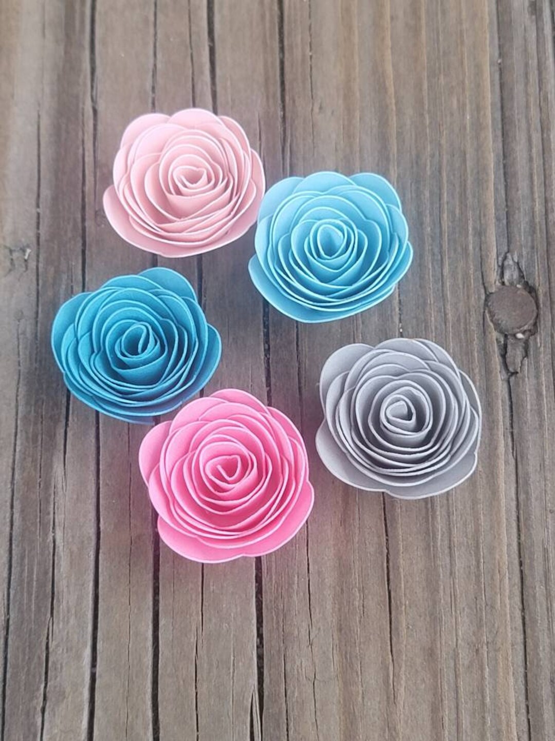 30 MINI Shades of Pink, Blue and Grey Roses.loose Flowers. Wedding ...