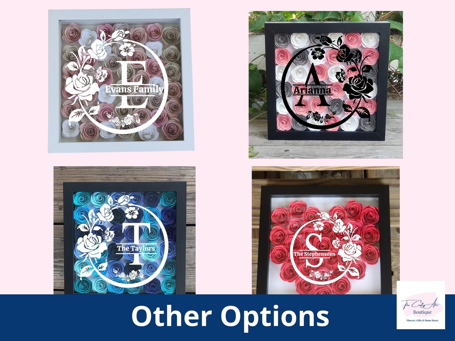 Customized Monogram Paper Flower Shadow Box. - Etsy