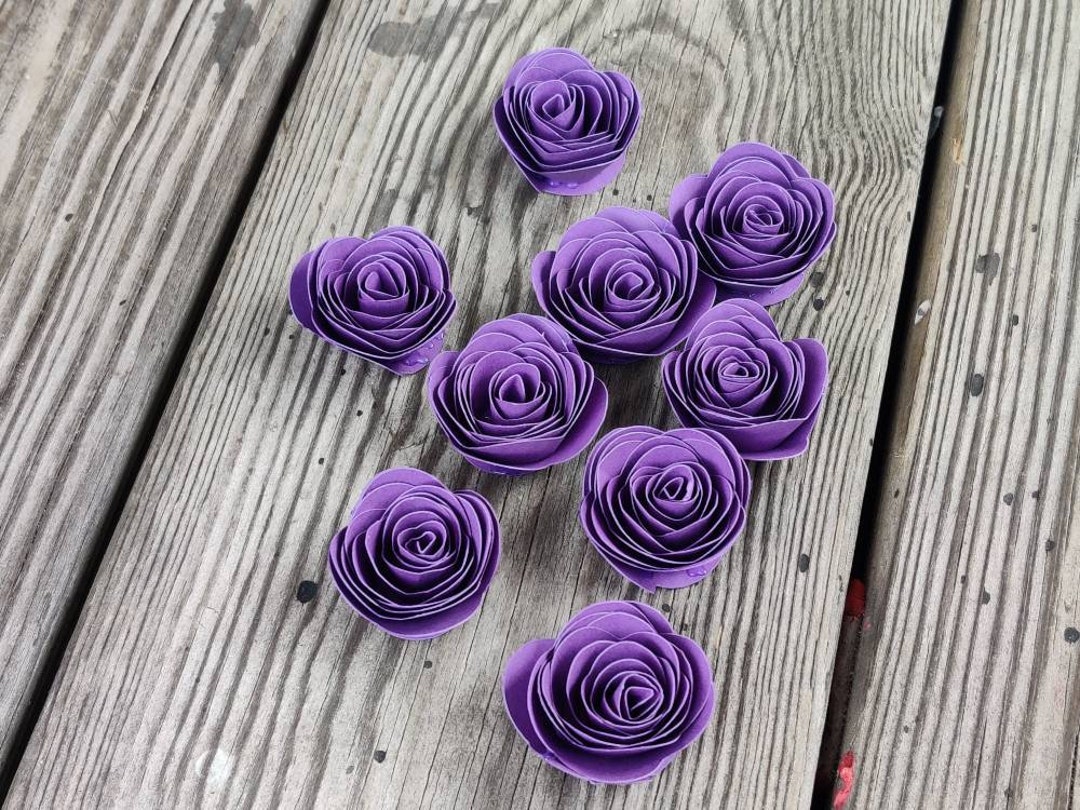 25 DARK PURPLE Paper FLOWERS. Rolled Paper Flowers. Loose Flowers ...