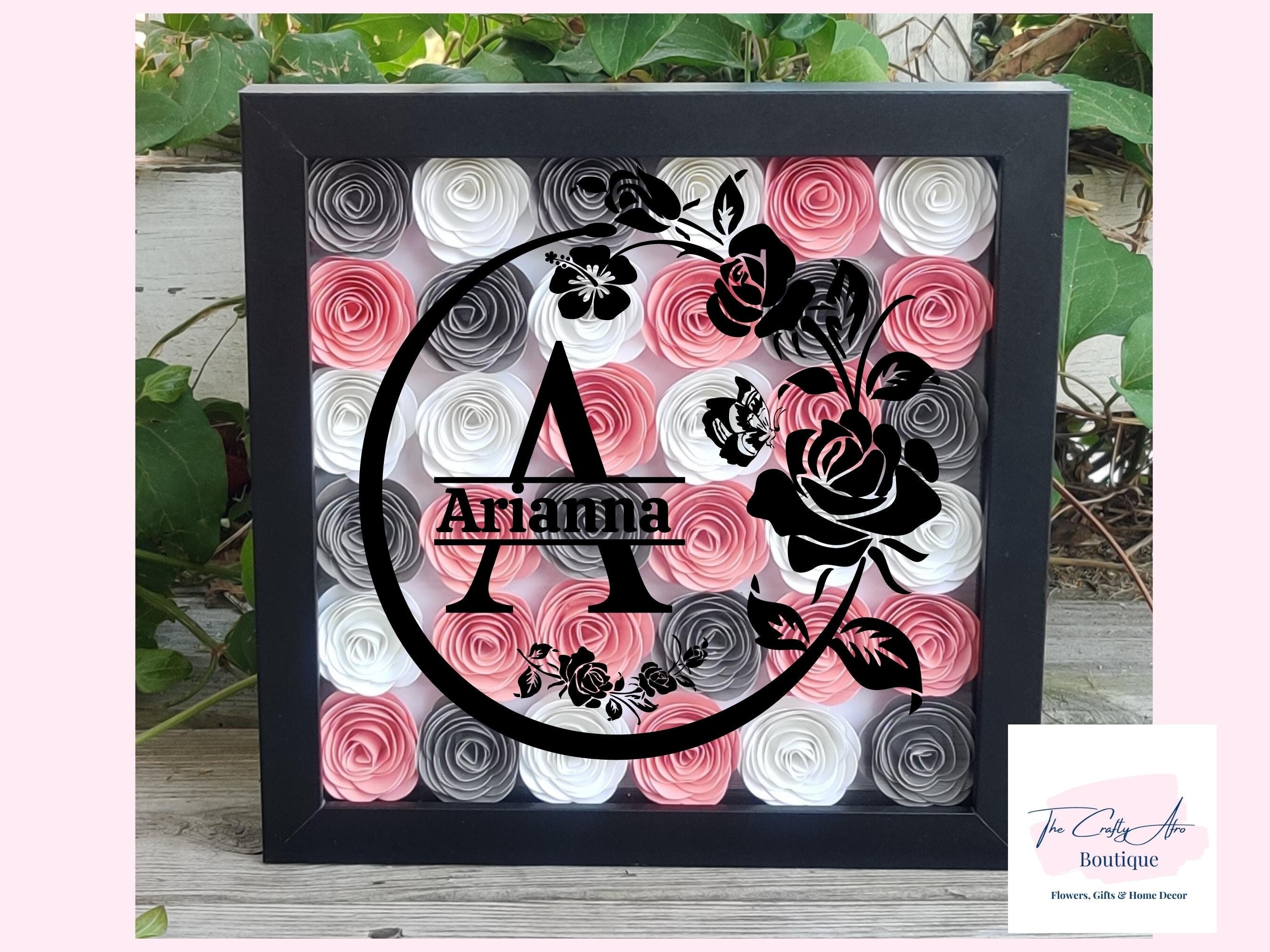 Customized Monogram Paper Flower Shadow Box. - Etsy