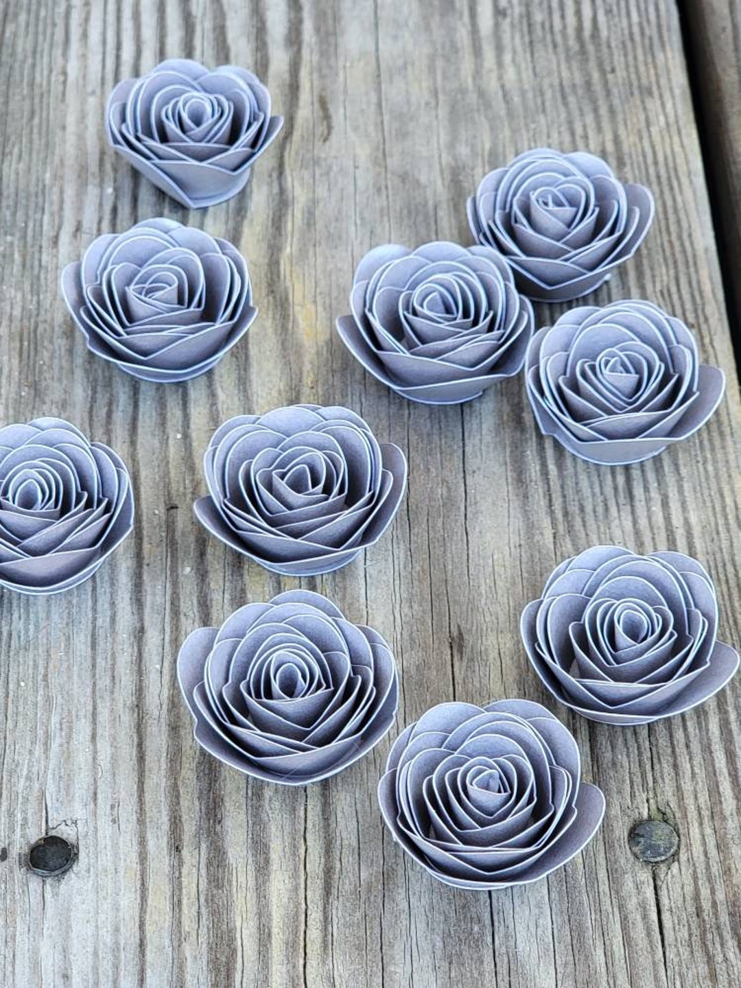 25 Silver Paper Flowers.rolled Paper Flowers.loose Flowers.party ...