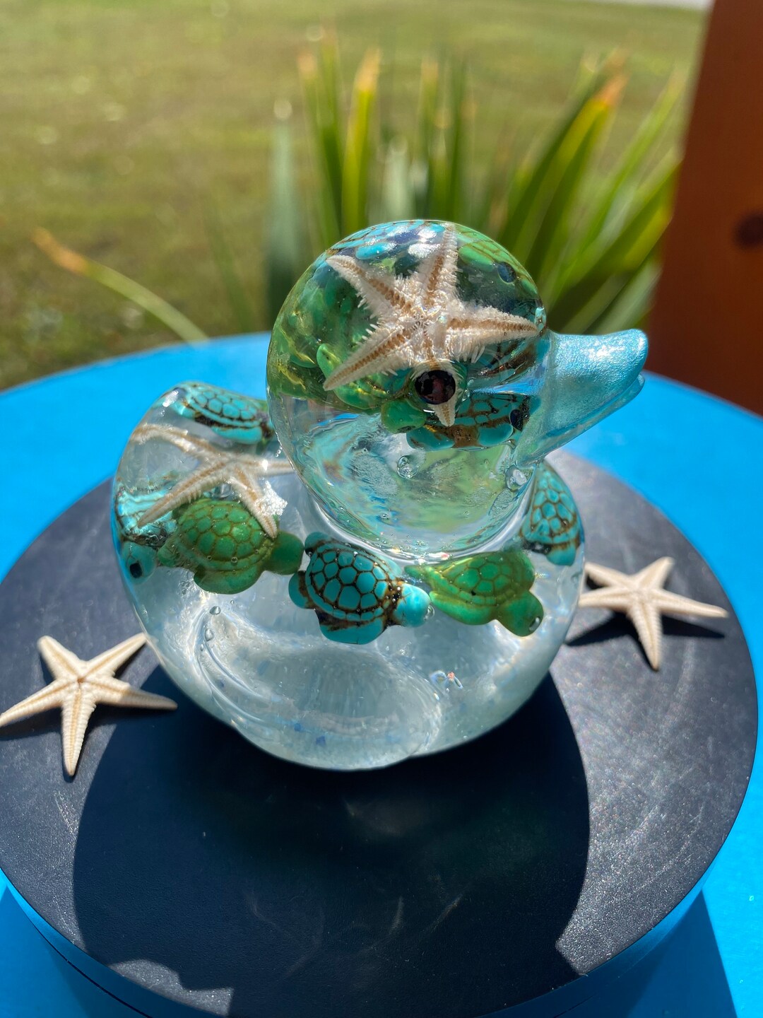 Sea Turtle Duck, Sea Turtles, Starfish, Sand, Resin Duck With Gift Box ...
