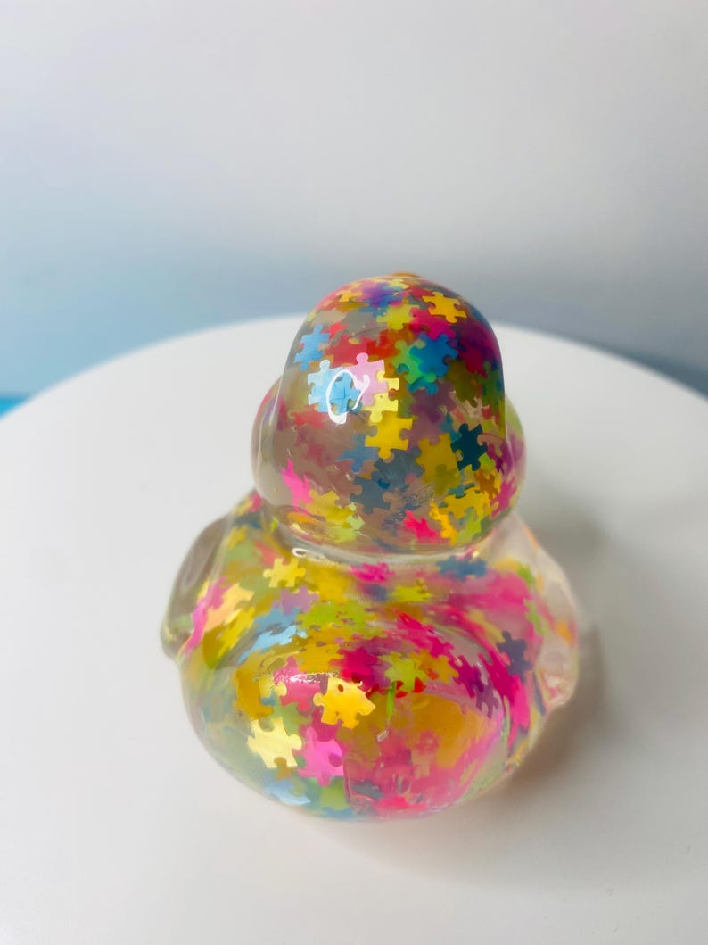 Puzzle Piece Duck, Autism Awareness Duck, One of a Kind Resin Duck ...