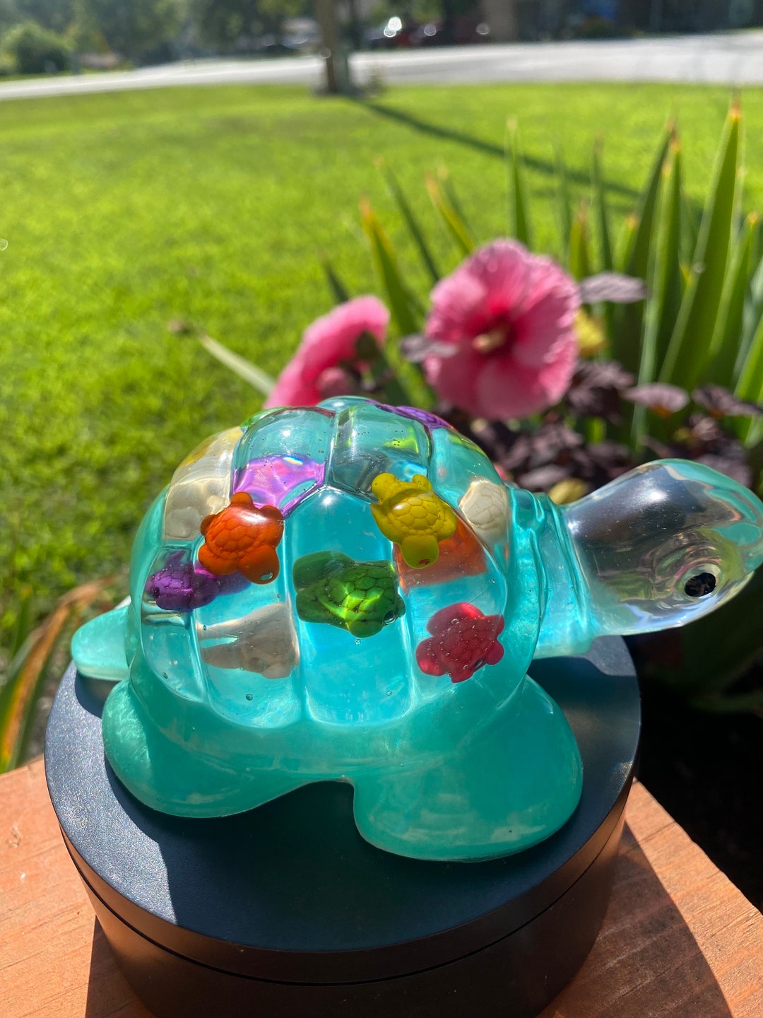 Turtle Figure With Mini Turtles Multi Color Resin Art Turtle Pet Owner ...