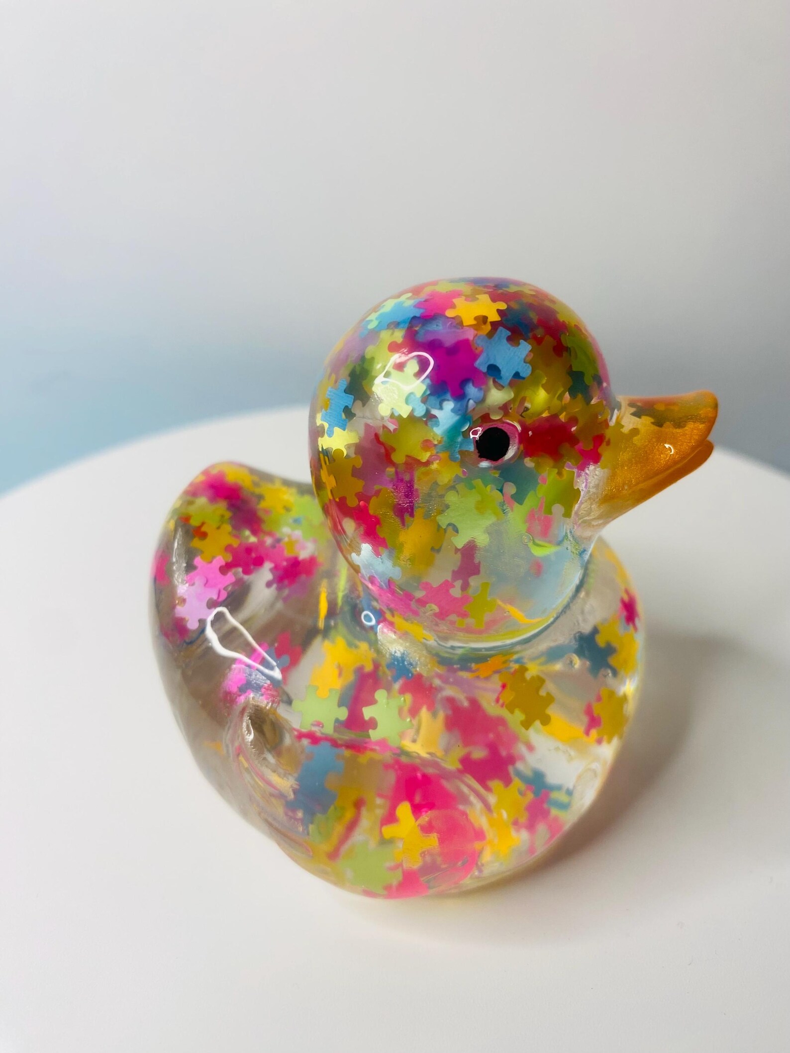 Puzzle Piece Duck, Autism Awareness Duck, One of a Kind Resin Duck ...