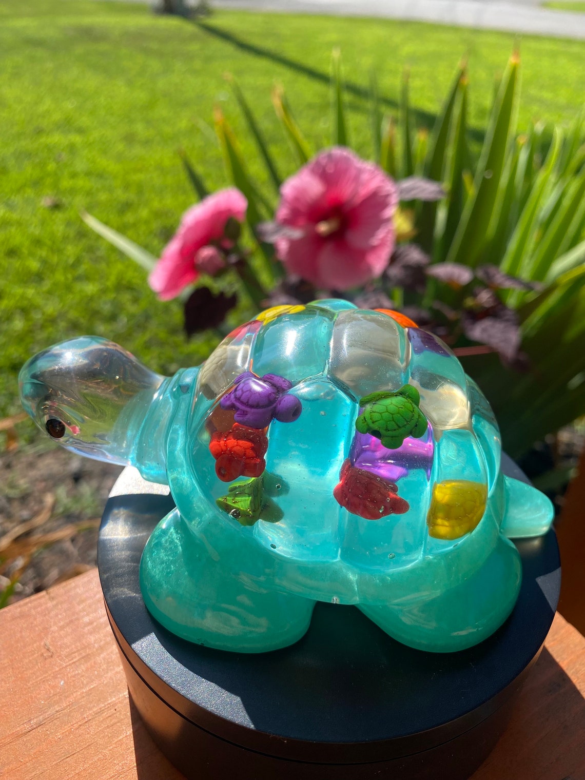 Turtle Figure With Mini Turtles Multi Color Resin Art Turtle Pet Owner ...