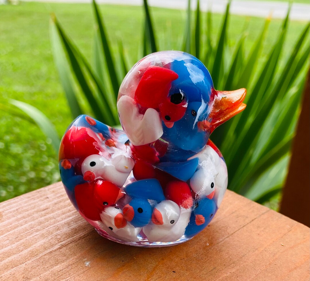 Patriotic Duck, Red White and Blue Ducks in Resin, Fourth of July ...