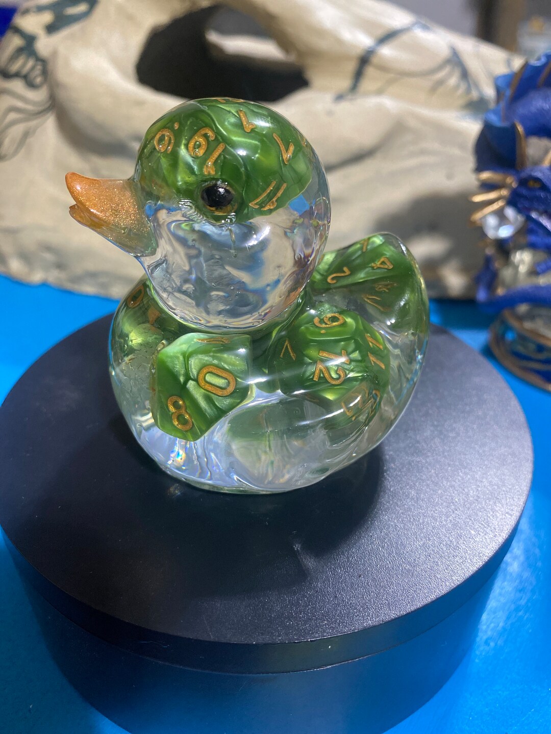 Dungeons and Dragon Green Duck, Green Dnd Dice in Resin, Dice Jail ...