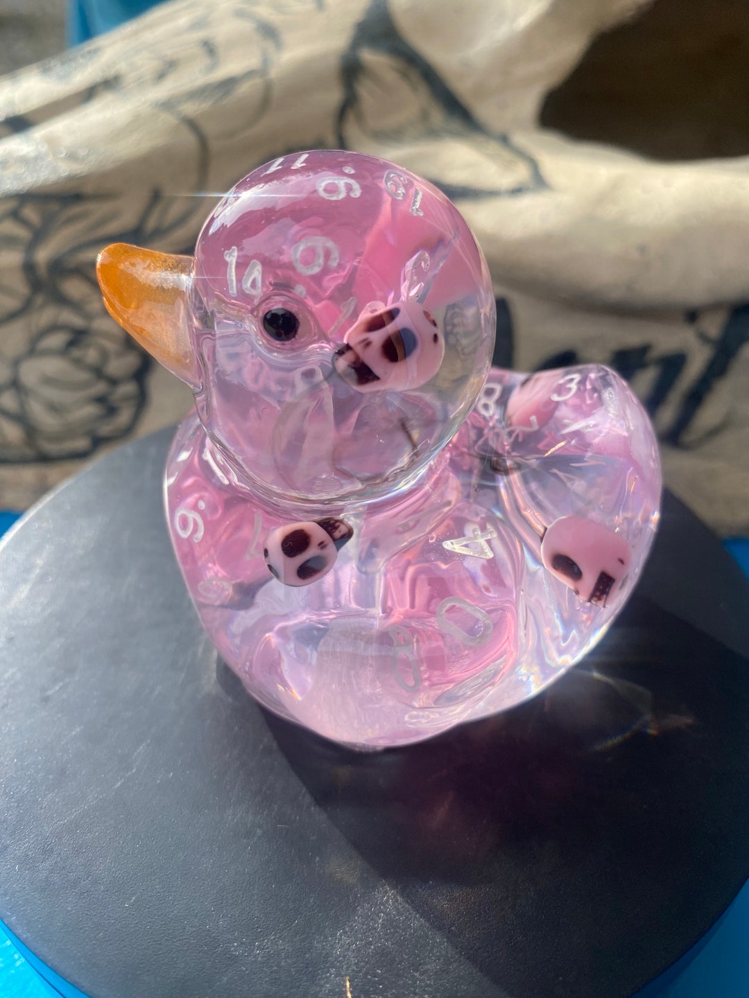 Dungeons and Dragon Themed Duck, Pink With Skulls DND Duck With Real ...