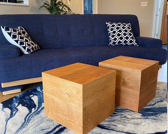 Solid Wood Cube End Table - Etsy