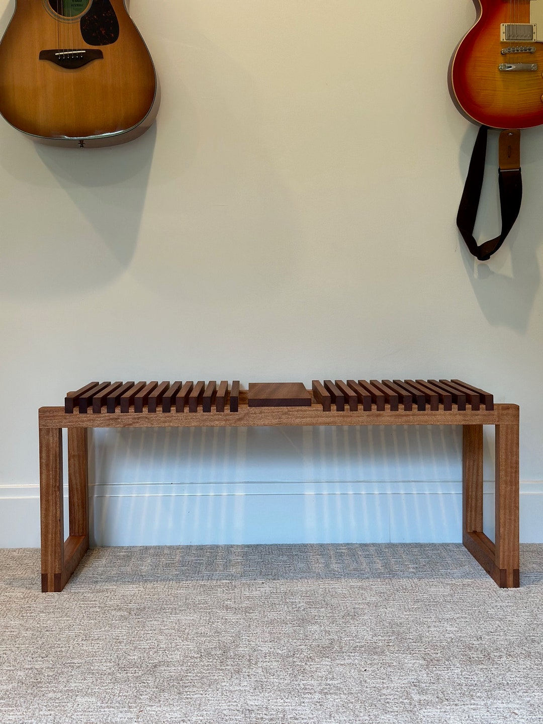 Handmade Modern Slat Bench for Entryway, Bedroom, Living Room, Mudroom ...