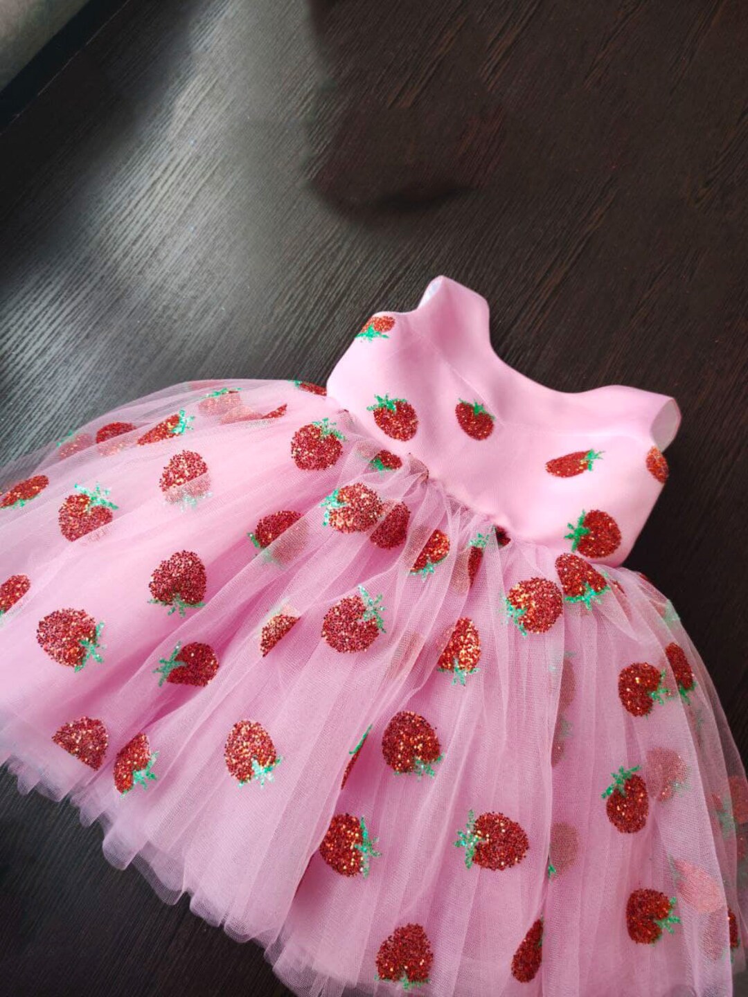 Strawberry Girl Tulle Dress Baby Dress First Birthday Outfit Strawberry ...