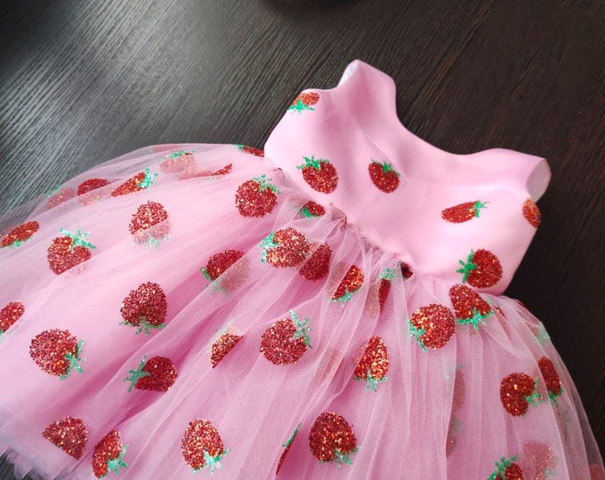 Strawberry Girl Tulle Dress Baby Dress First Birthday Outfit - Etsy