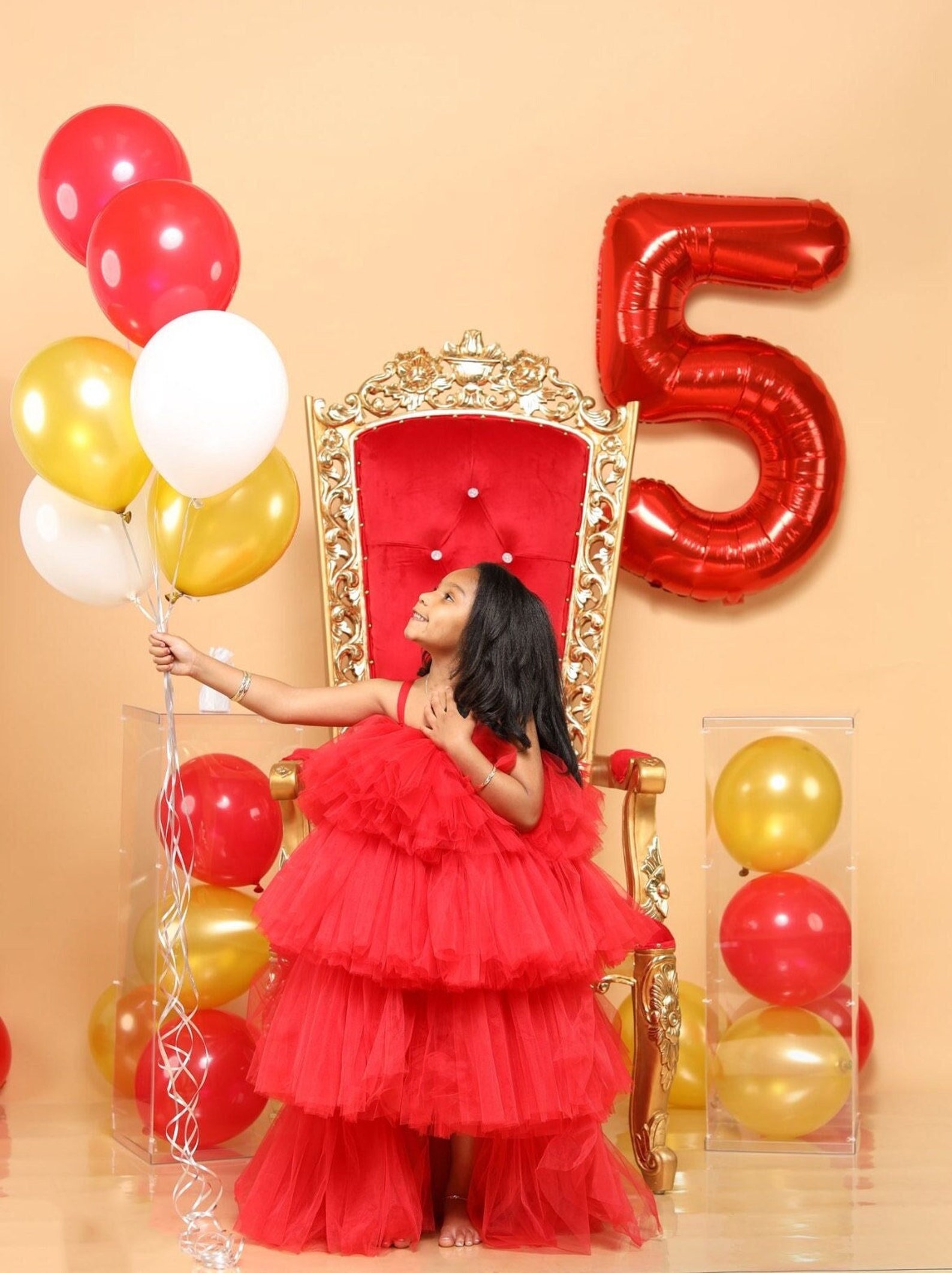 Puffy Red Girl Tulle Dress Red Baby Dress First Birthday Outfit Red Toddler Dress Photoshoot ...