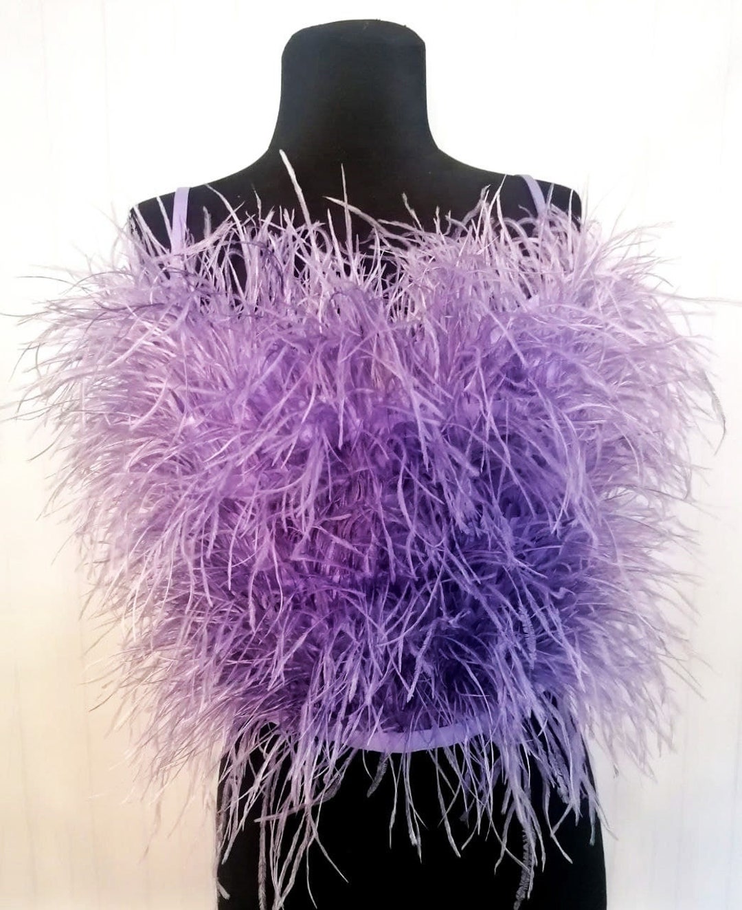 Fancy Violet Feather Tube Top Feather Crop Top Bridesmaids Top Feathers ...