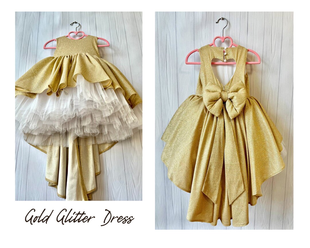 Gold Girl Dress Flower Girl Dress Wedding Girl Dress Toddler Party ...