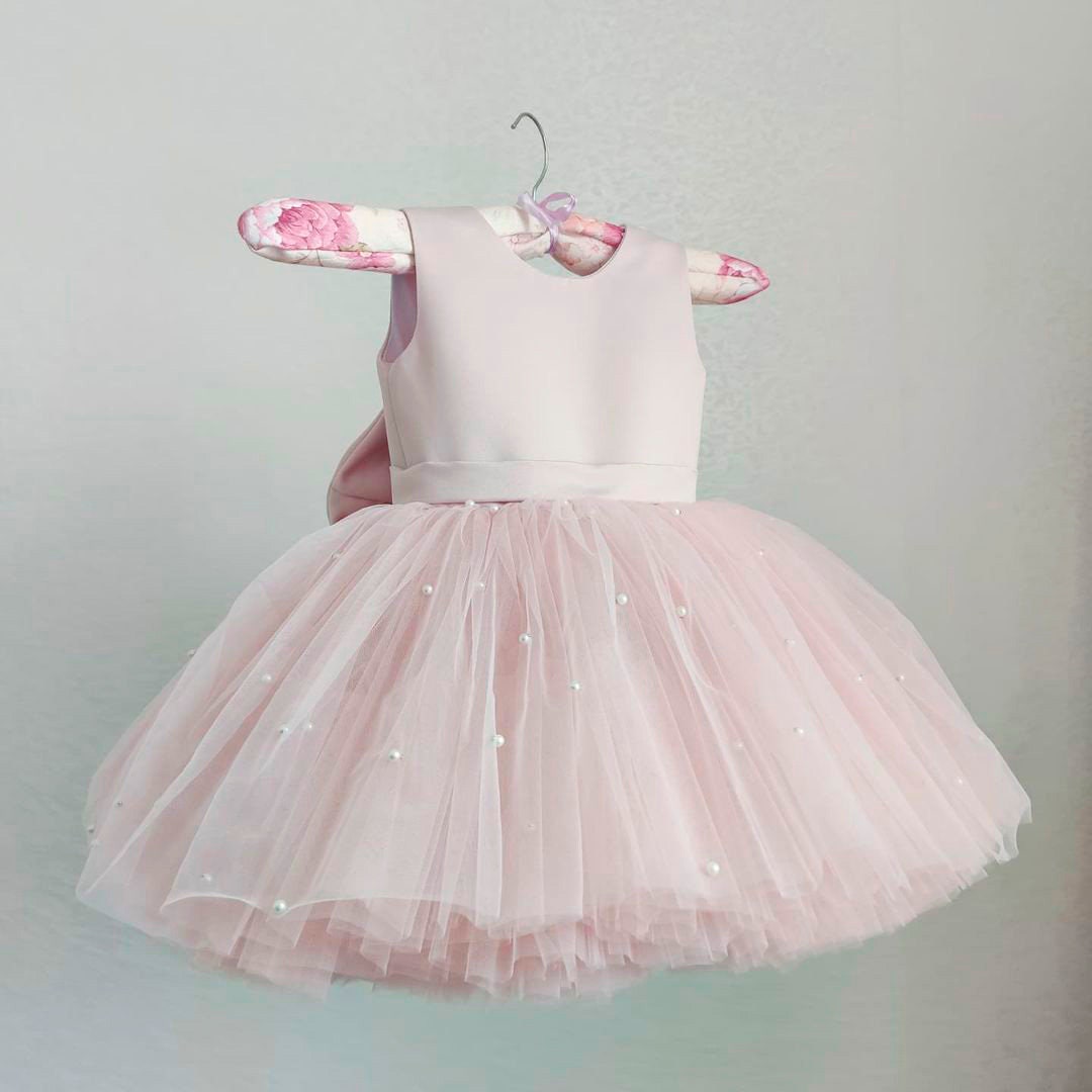 Pink Dress With Pearls Pink Baby Dress First Birthday Outfit Pink Girl Dress Dress Toddler Party ...