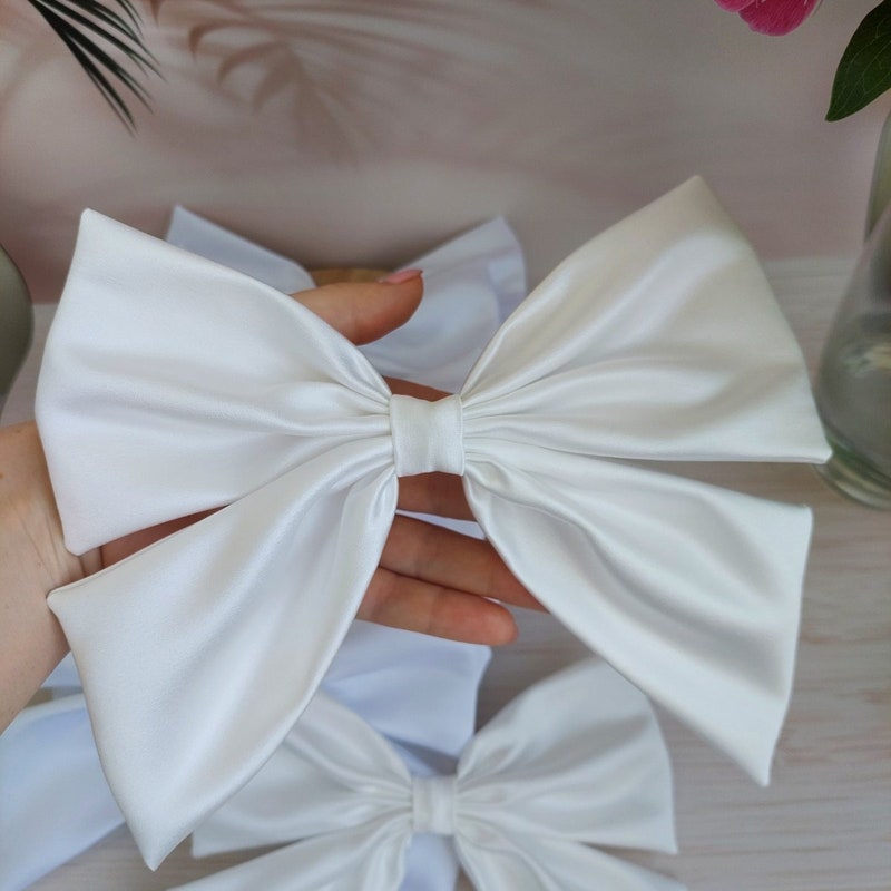 Big White Hair Bow - Etsy