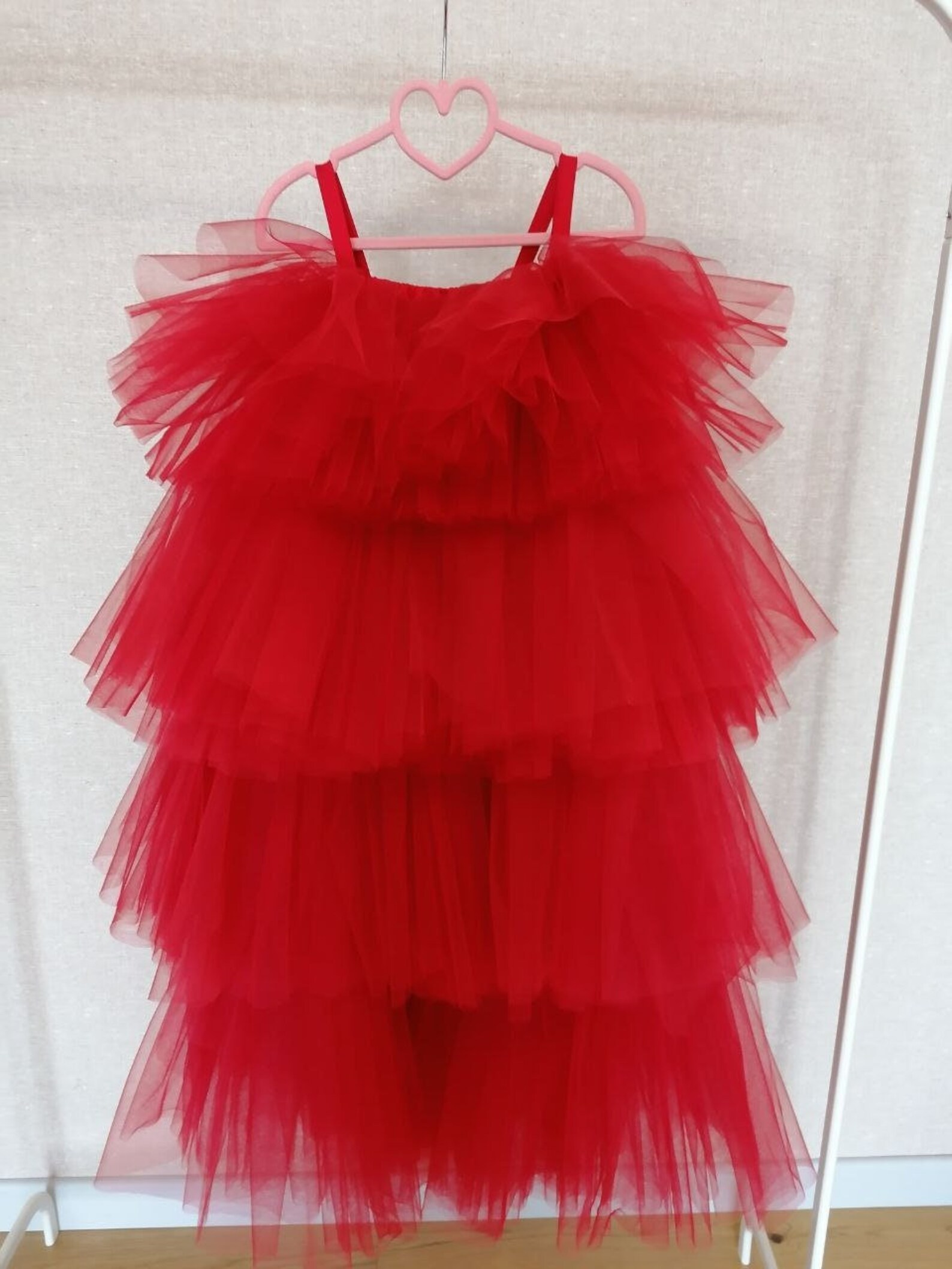 Puffy Red Girl Tulle Dress Red Baby Dress First Birthday Outfit Red Toddler Dress Photoshoot ...