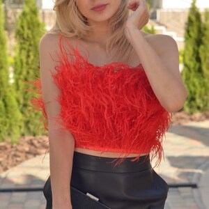 Beautiful Fuchsia Feather Tube Top Feather Crop Top - Etsy