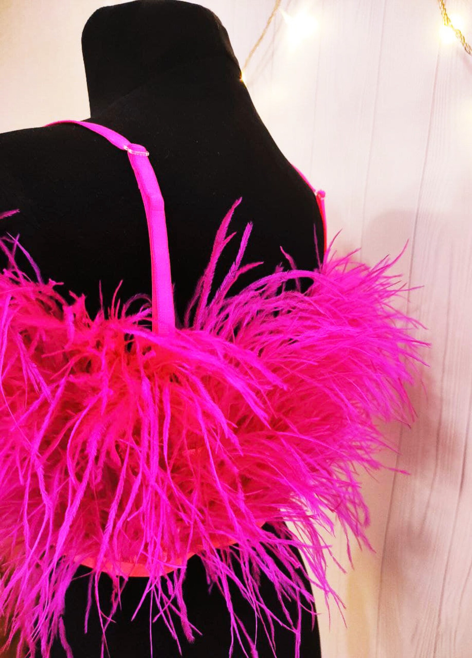 Beautiful Fuchsia Feather Tube Top Feather Crop Top - Etsy