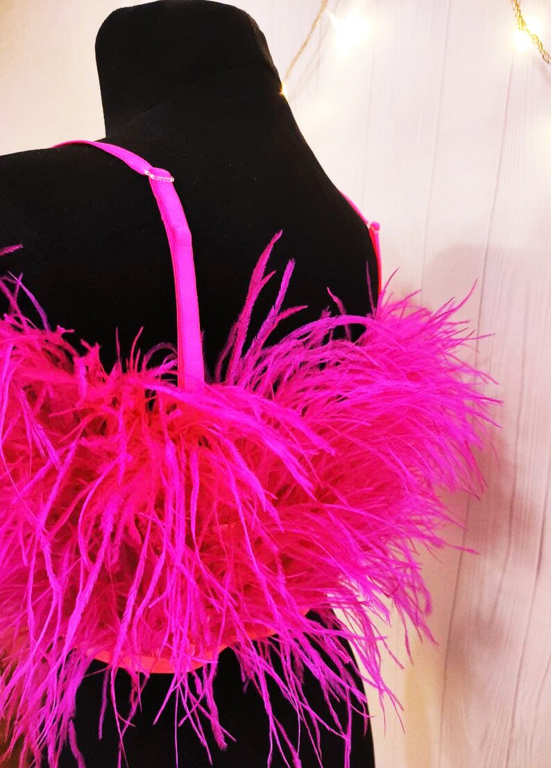 Beautiful Fuchsia Feather Tube Top Feather Crop Top - Etsy