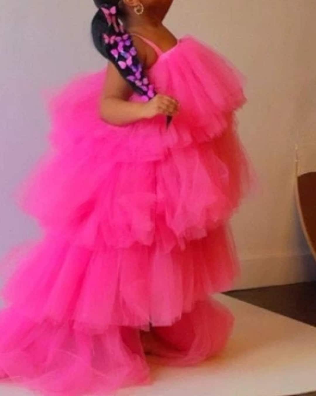 Puffy Pink Girl Tulle Dress Boho Themed Baby Dress First - Etsy
