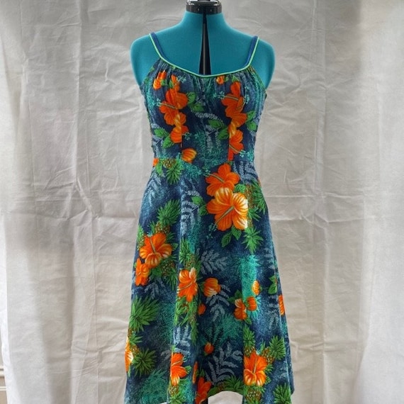 De Weese Design 1960s Vintage Tropical Hibiscus print… - Gem