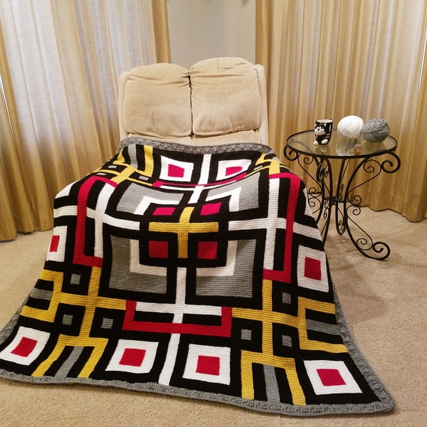 Geometric Blanket - Etsy