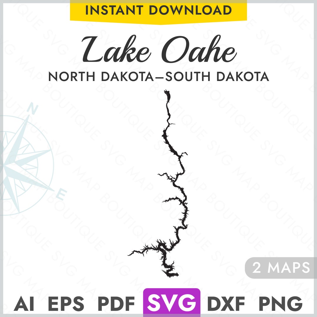 Lake Oahe Map SVG: North & South Dakota Vector (digital Download) - Etsy UK